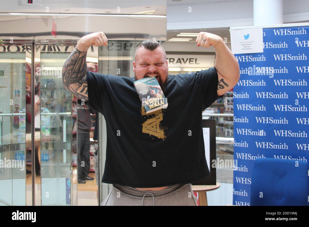 Eddie Hall the strongmen, WH Smith Chester. signing copes of his book ...