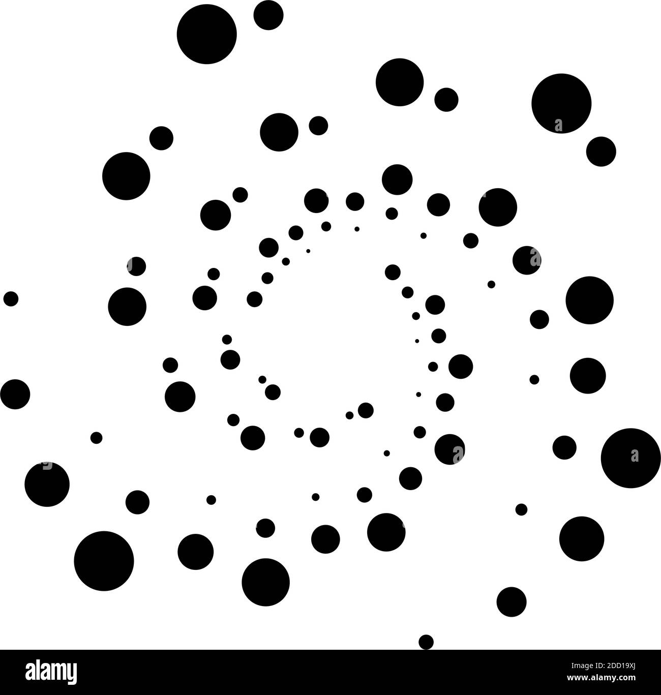 Dots, dotted circular spiral. Swirl, twirl of circles. Stippling ...