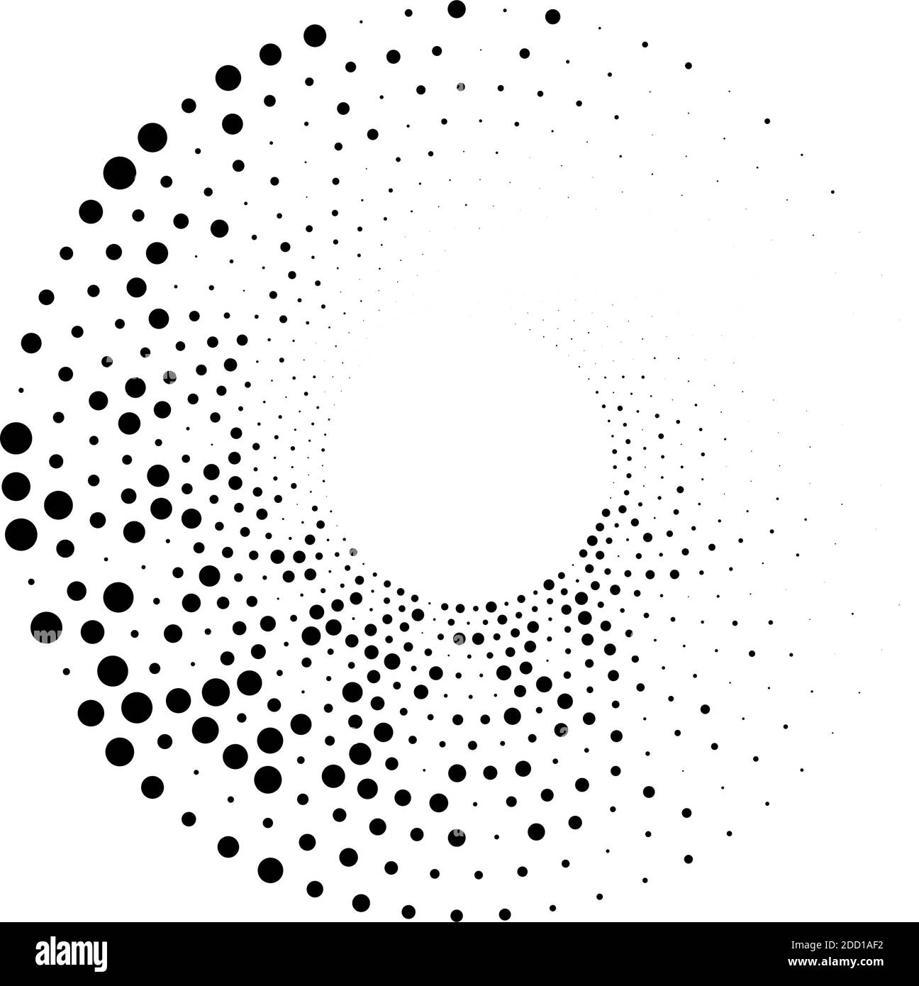 Dots, dotted circular spiral. Swirl, twirl of circles. Stippling ...