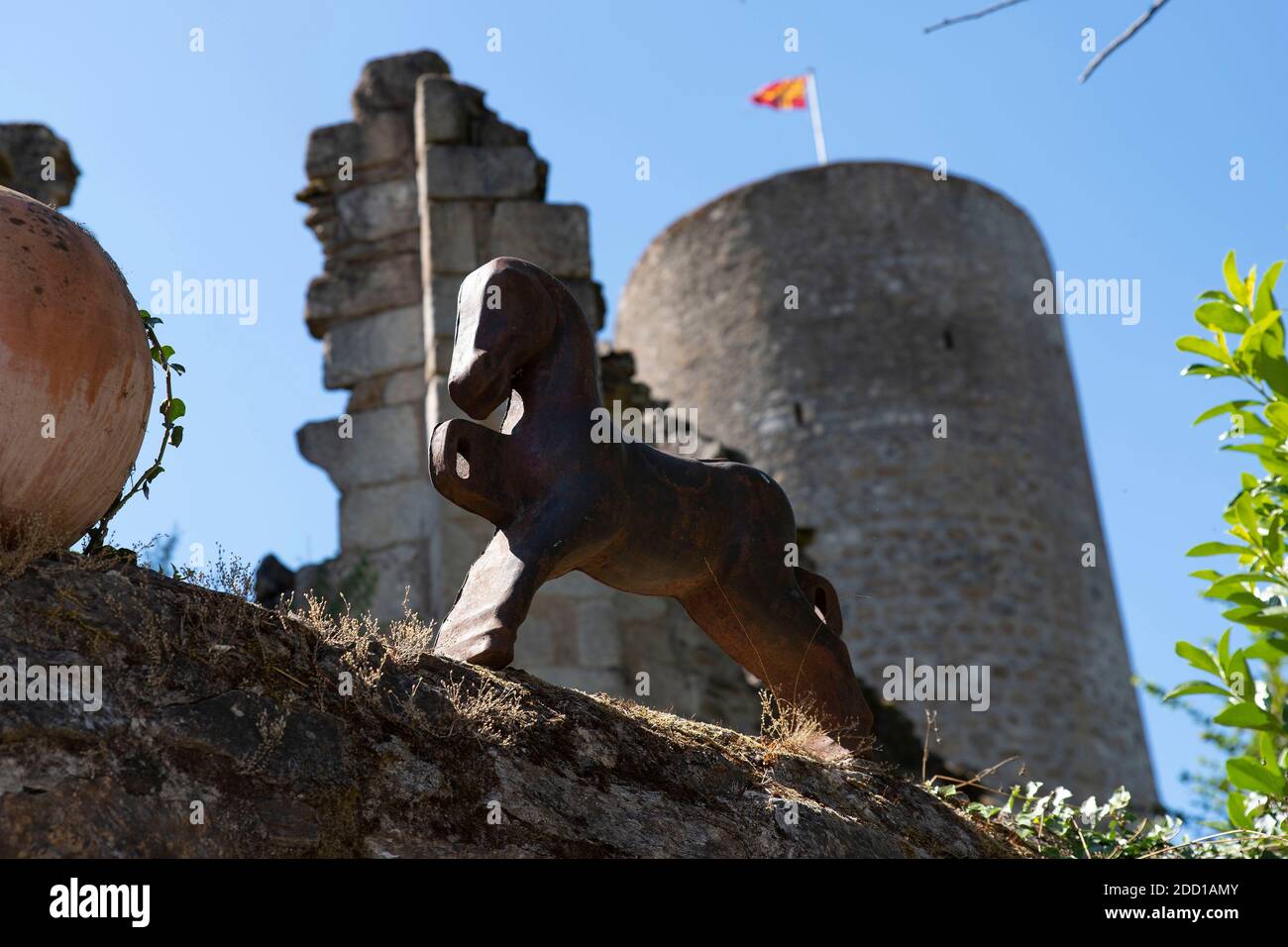 Remains of the castle of Châlus-Chabrol in Limousin, France Stock Photo ...