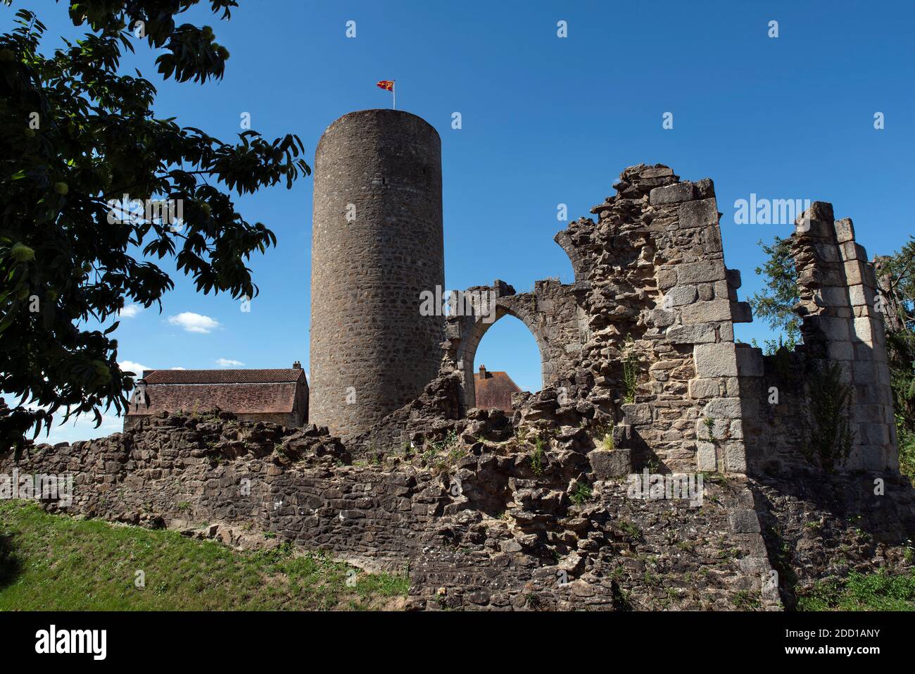 Remains of the castle of Châlus-Chabrol in Limousin, France Stock Photo ...
