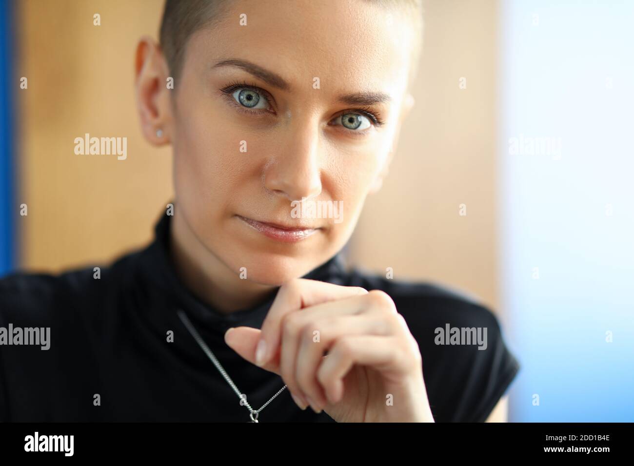 Woman in black tshirt hi-res stock photography and images - Alamy