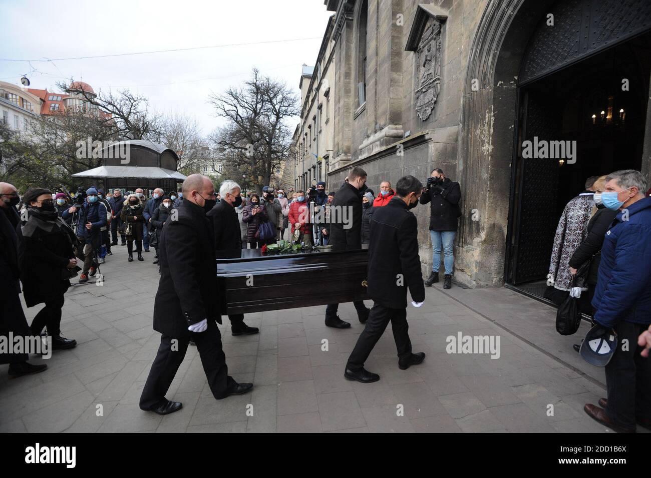 People carry a coffin of theater director, Roman Viktyuk during a ...