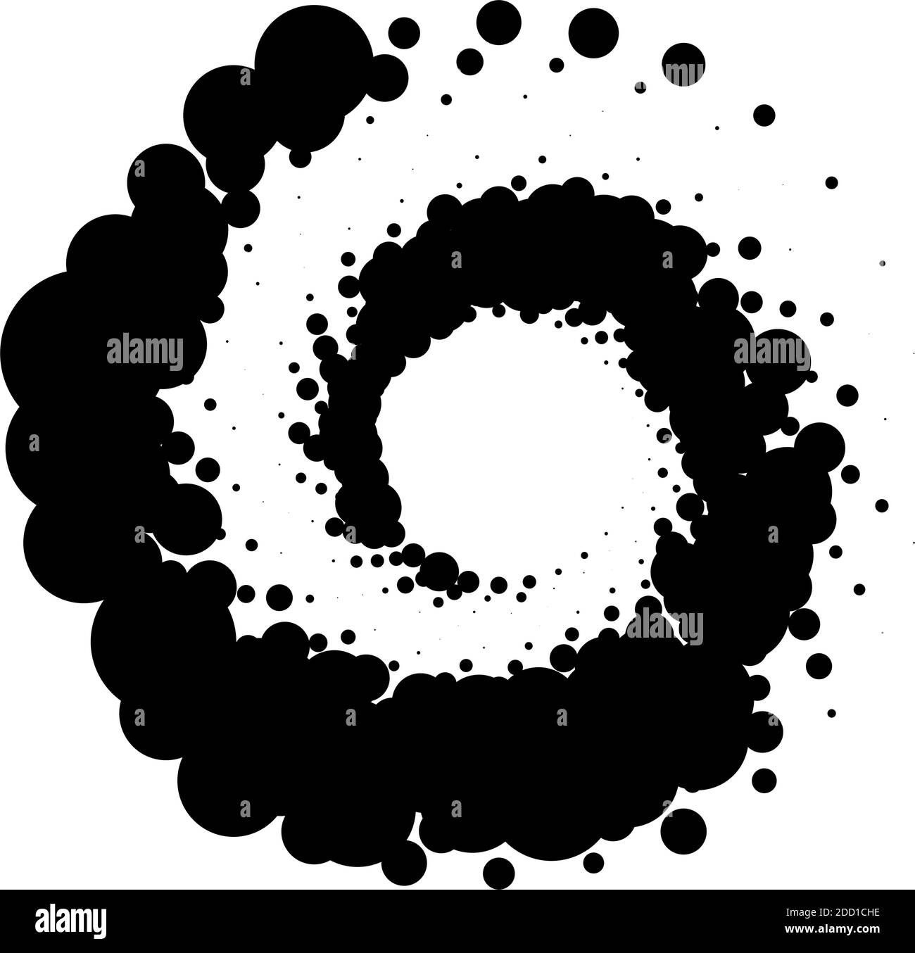 Dots, dotted circular spiral. Swirl, twirl of circles. Stippling ...