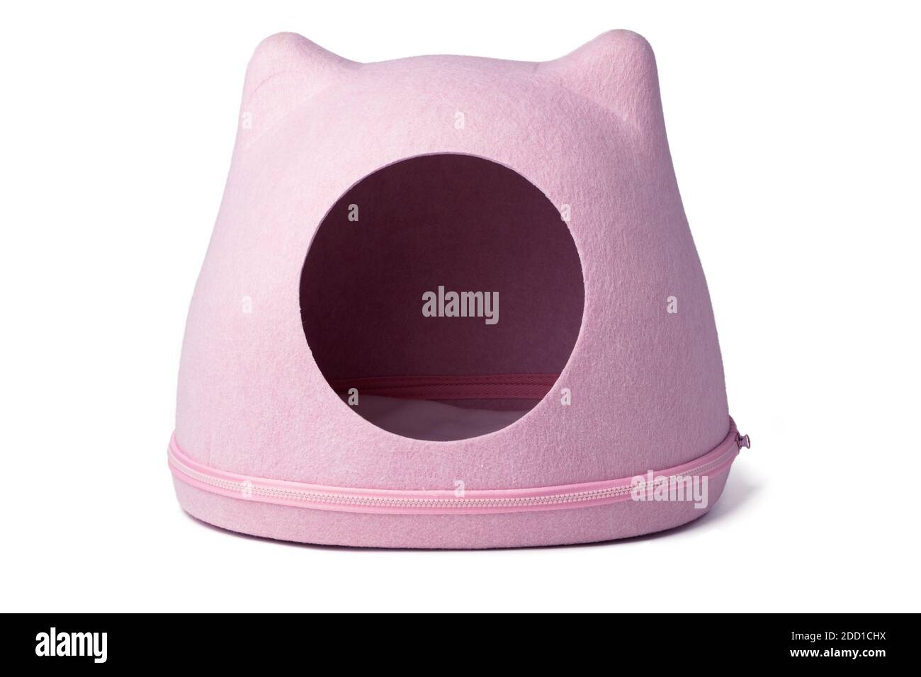 Pink cat's house isolated on white background Stock Photo - Alamy