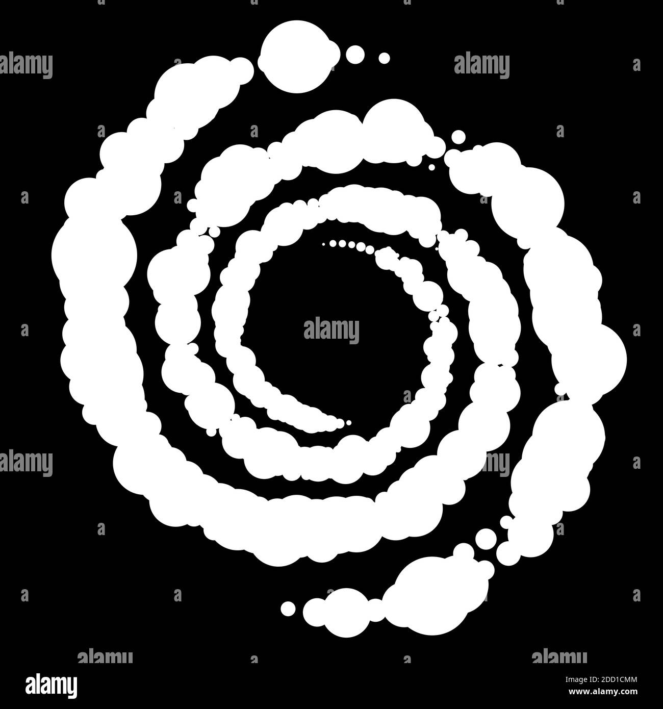 Dots, dotted circular spiral. Swirl, twirl of circles. Stippling ...