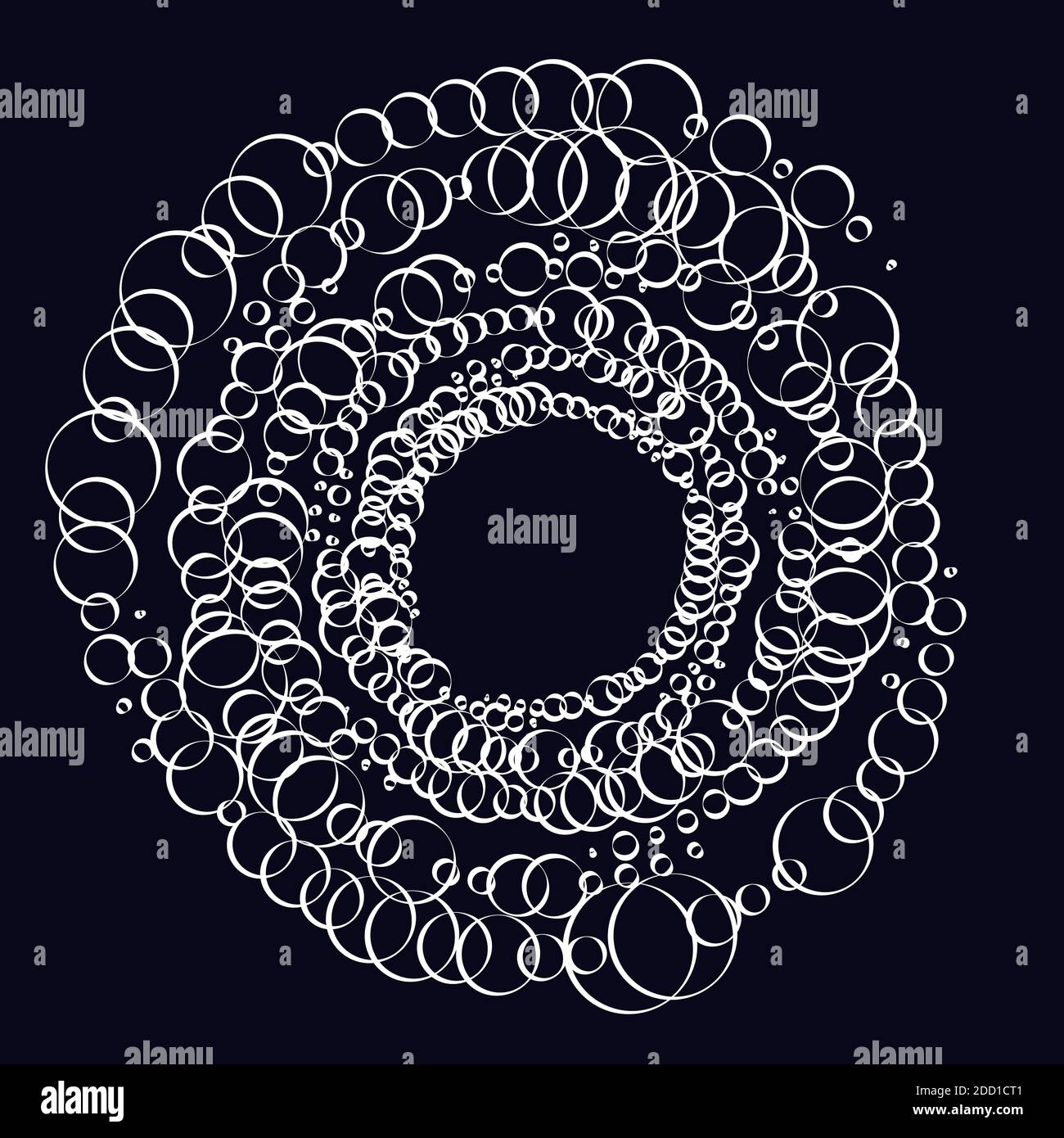 Dots, dotted circular spiral. Swirl, twirl of circles. Stippling ...