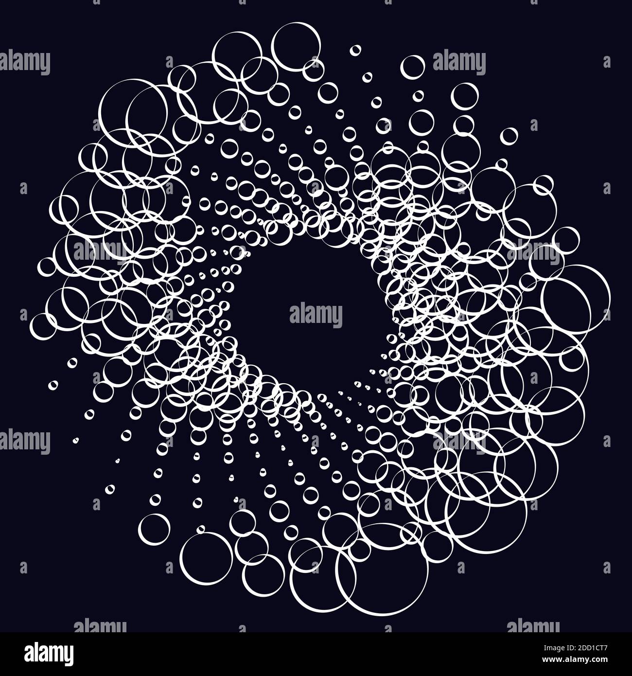 Dots, dotted circular spiral. Swirl, twirl of circles. Stippling ...