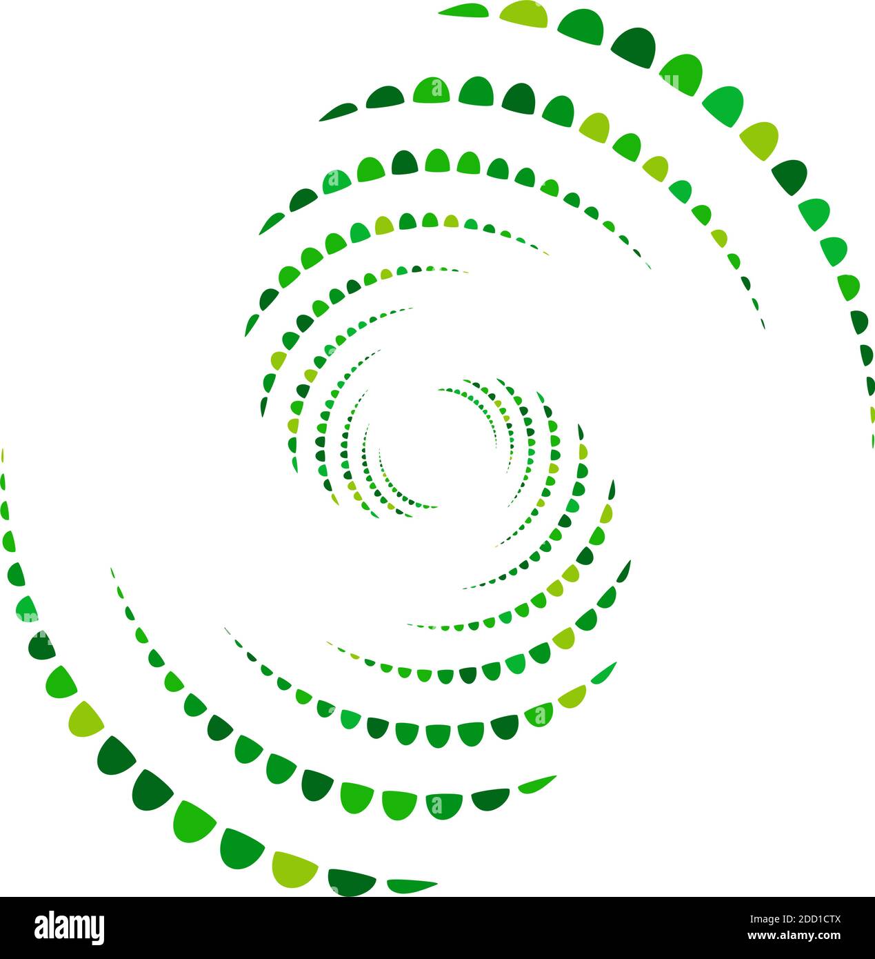 Dots, dotted circular spiral. Swirl, twirl of circles. Stippling ...