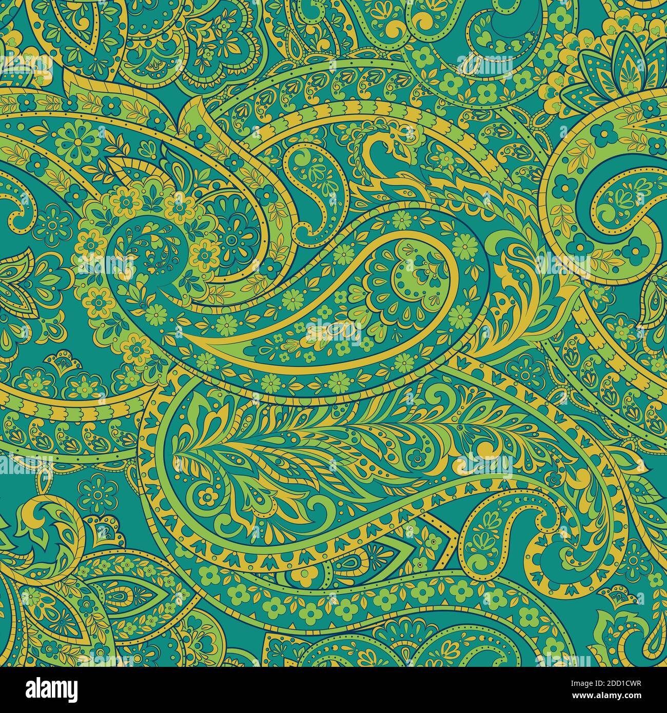 Floral Paisley Pattern Seamless Asian Textile Background Stock Vector