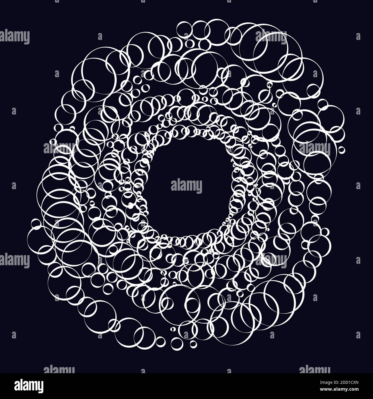 Dots, dotted circular spiral. Swirl, twirl of circles. Stippling ...