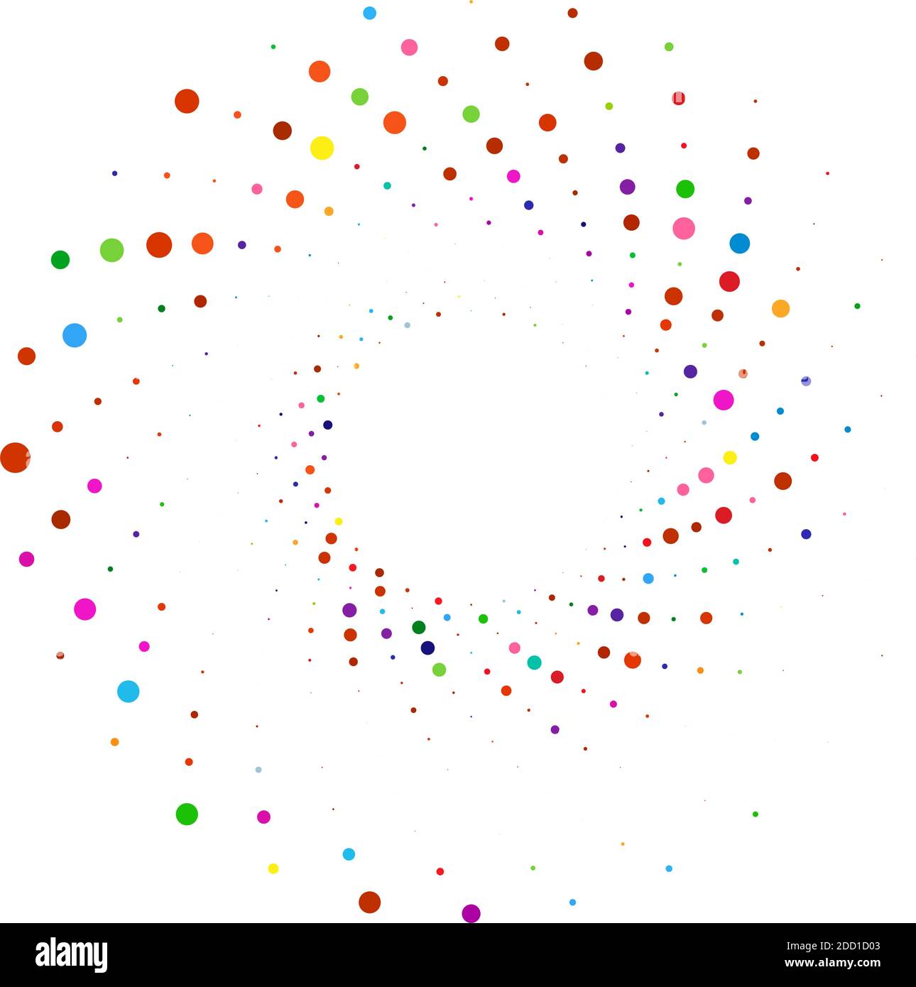 Dots, dotted circular spiral. Swirl, twirl of circles. Stippling ...