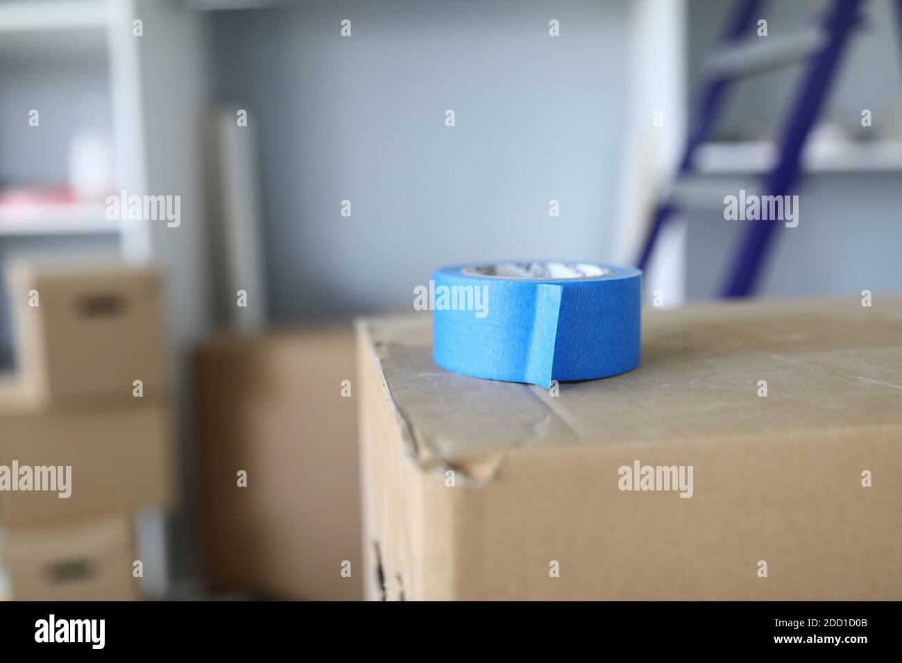 Cardboard with different stuff Stock Photo - Alamy