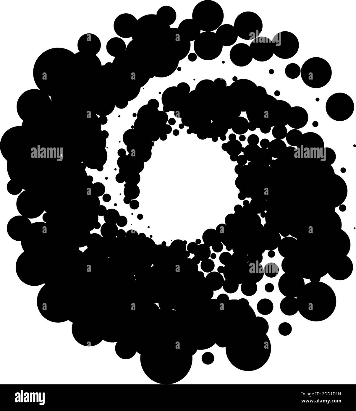 Dots, dotted circular spiral. Swirl, twirl of circles. Stippling ...