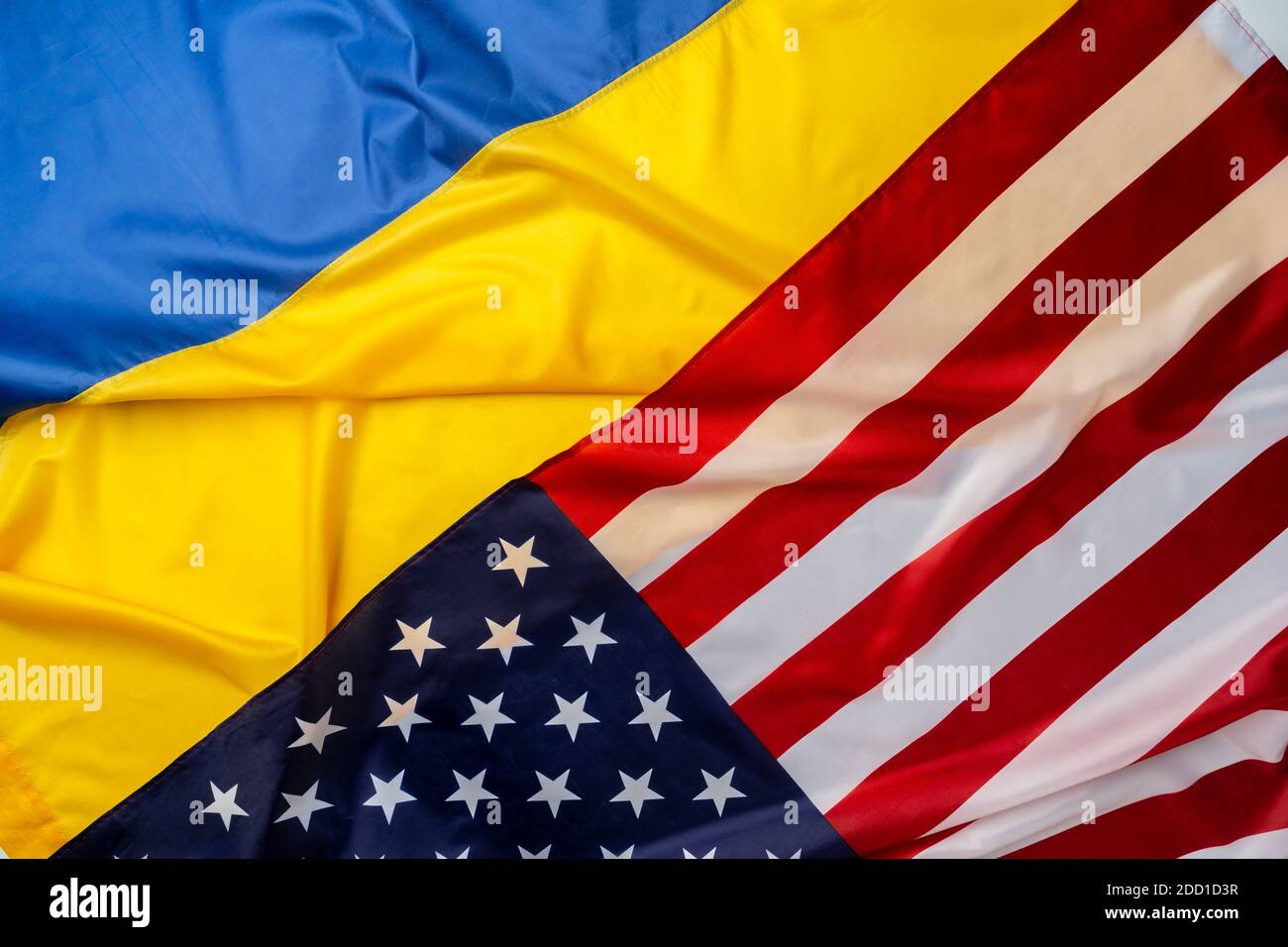 Flags of Ukraine and Usa folded together Stock Photo - Alamy