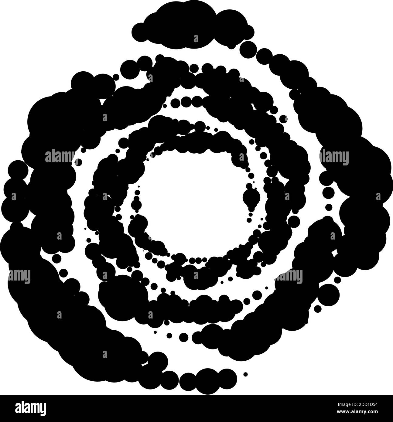 Dots, dotted circular spiral. Swirl, twirl of circles. Stippling ...