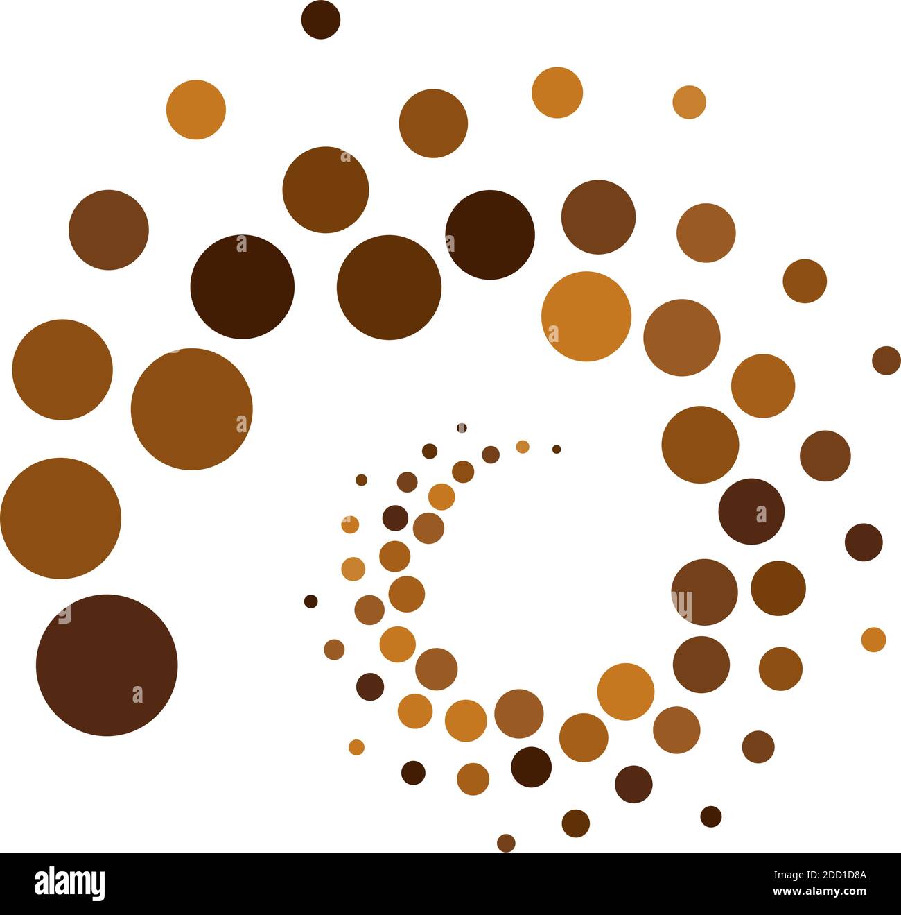 Dots, dotted circular spiral. Swirl, twirl of circles. Stippling ...