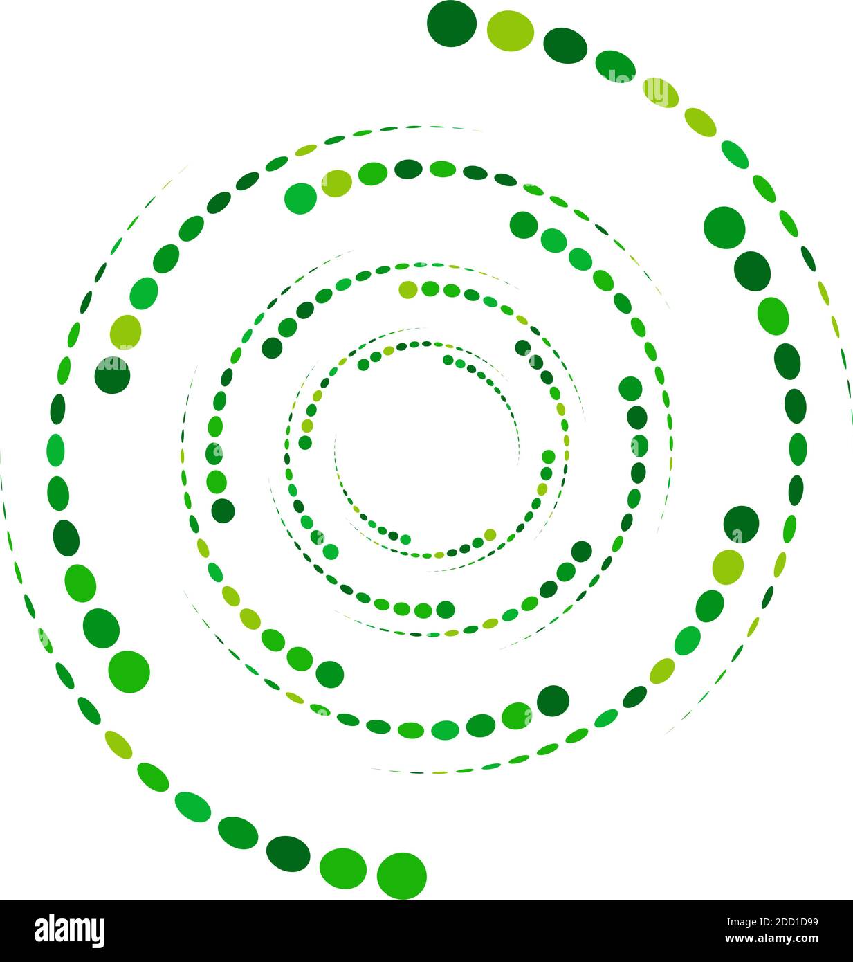 Dots, dotted circular spiral. Swirl, twirl of circles. Stippling ...