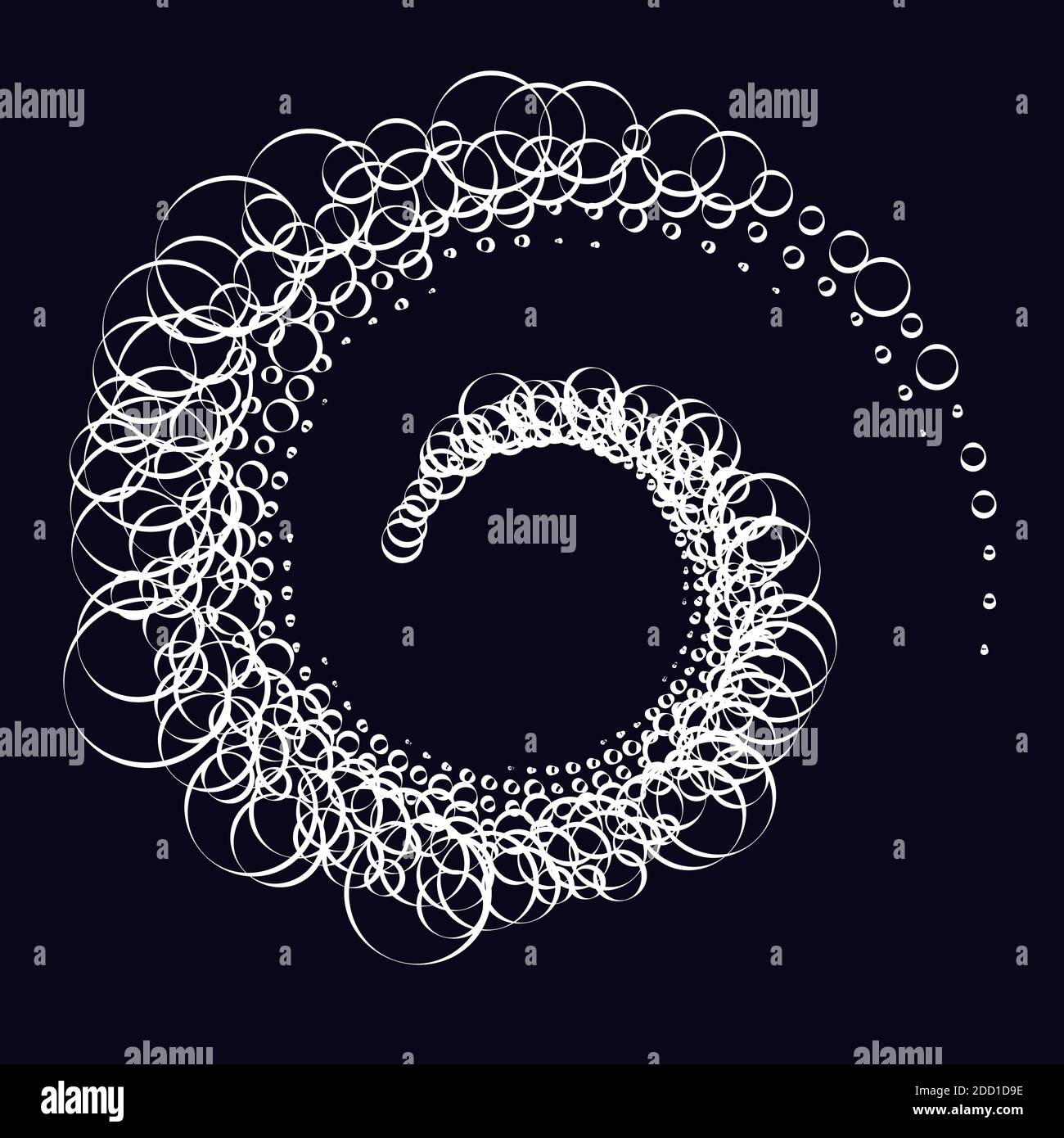 Dots, dotted circular spiral. Swirl, twirl of circles. Stippling ...