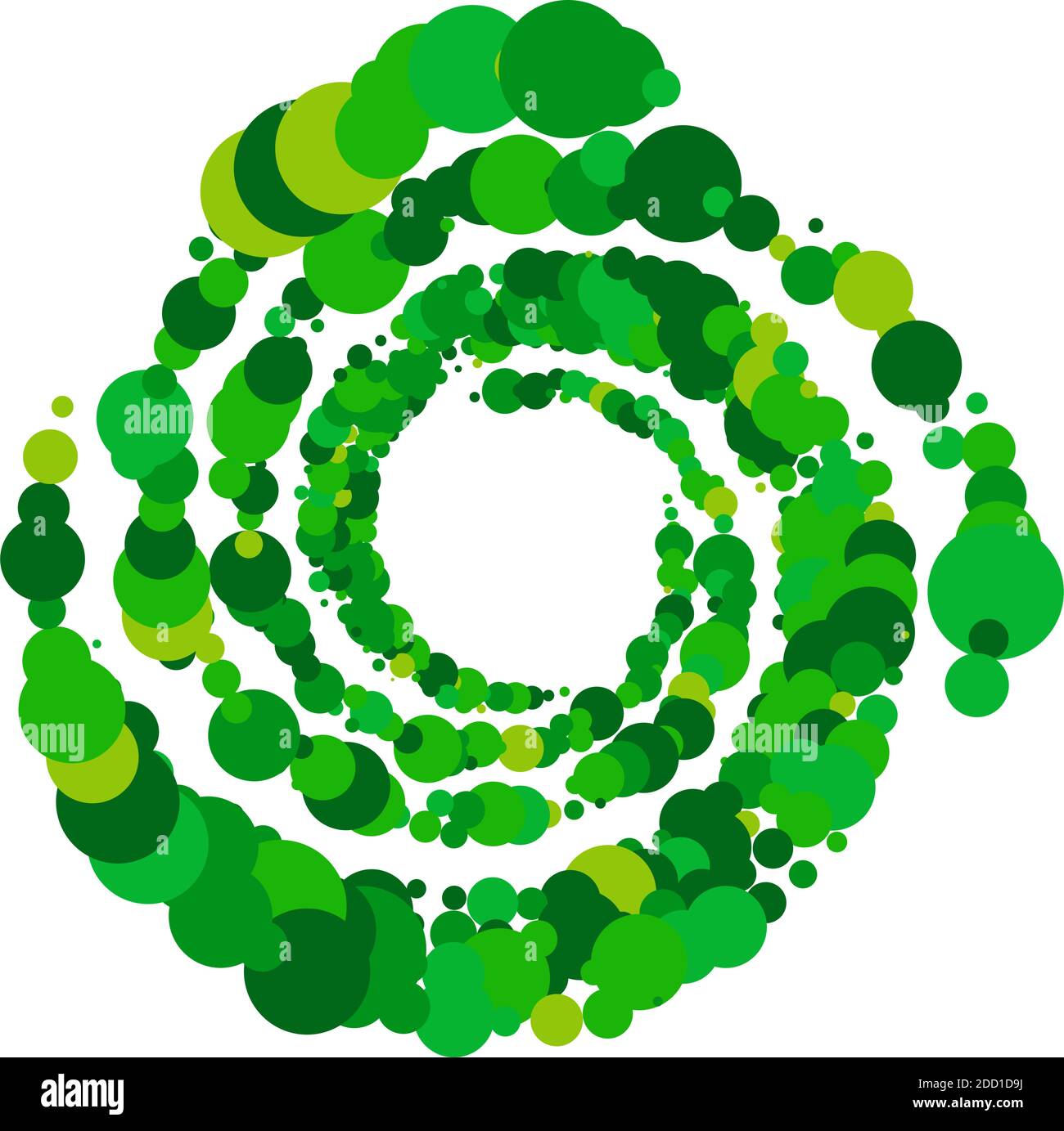 Dots, dotted circular spiral. Swirl, twirl of circles. Stippling ...