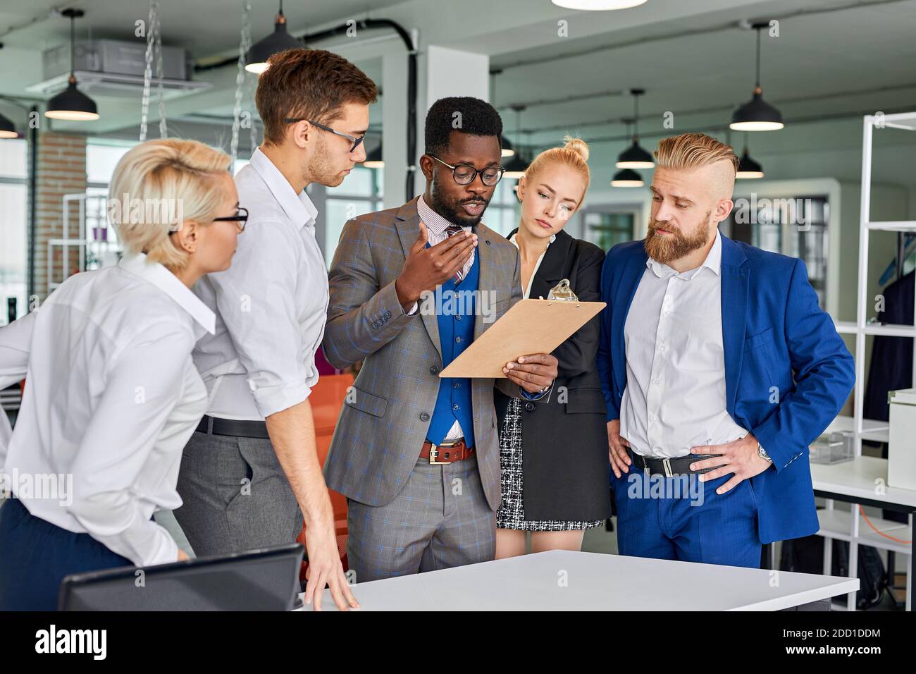 african leader manager with colleagues discussing project or business ...