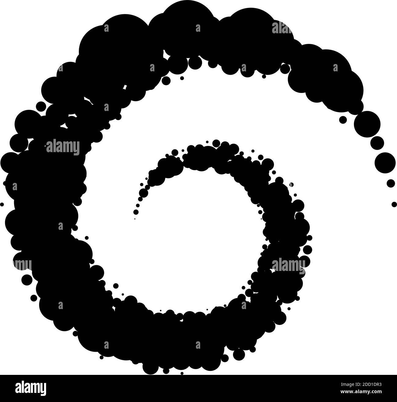 Dots, dotted circular spiral. Swirl, twirl of circles. Stippling ...