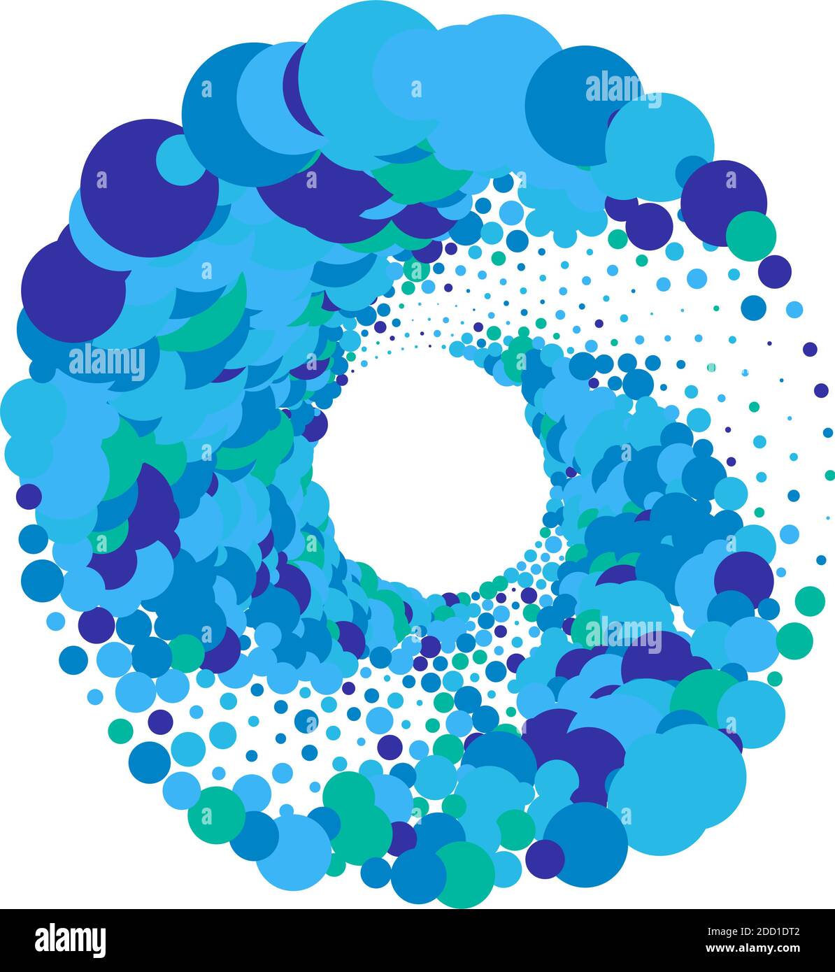 Dots, dotted circular spiral. Swirl, twirl of circles. Stippling ...