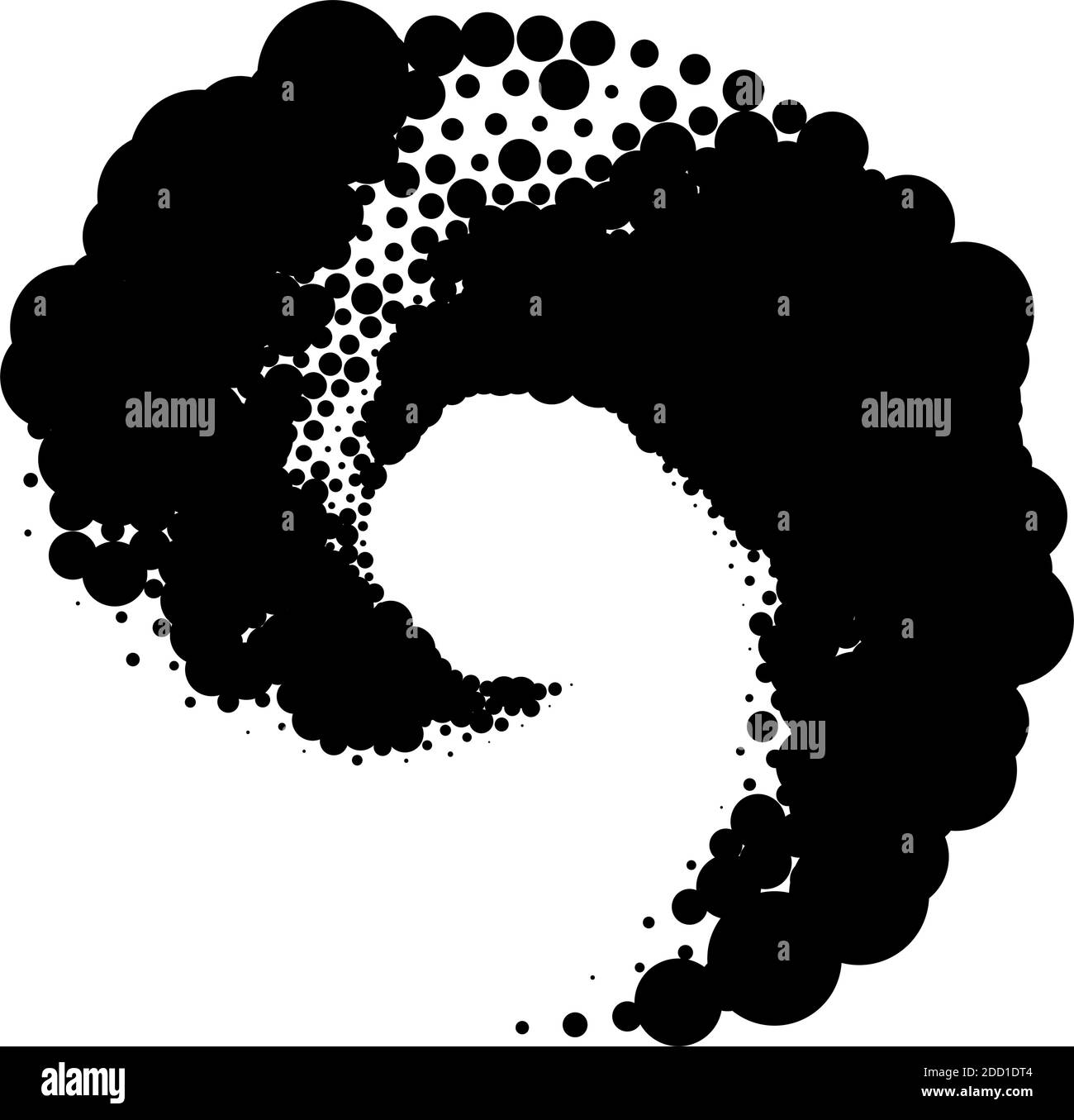 Dots, dotted circular spiral. Swirl, twirl of circles. Stippling ...