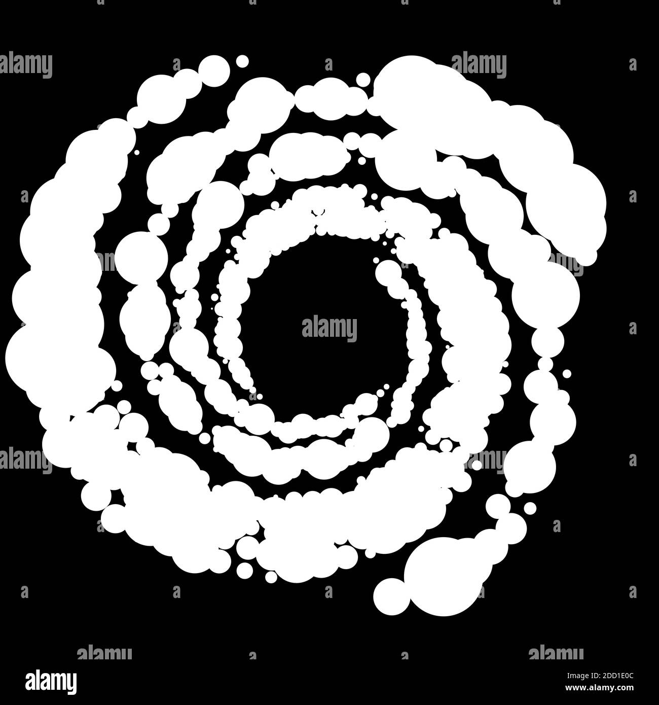 Dots, dotted circular spiral. Swirl, twirl of circles. Stippling ...