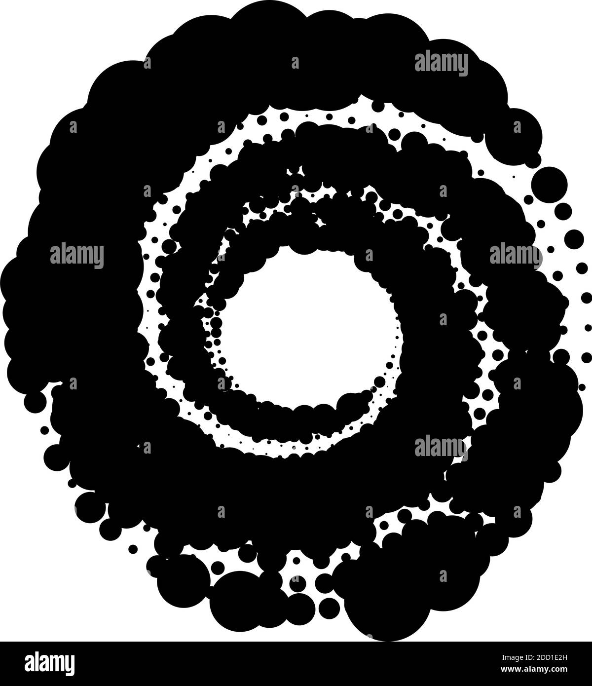 Dots, dotted circular spiral. Swirl, twirl of circles. Stippling ...