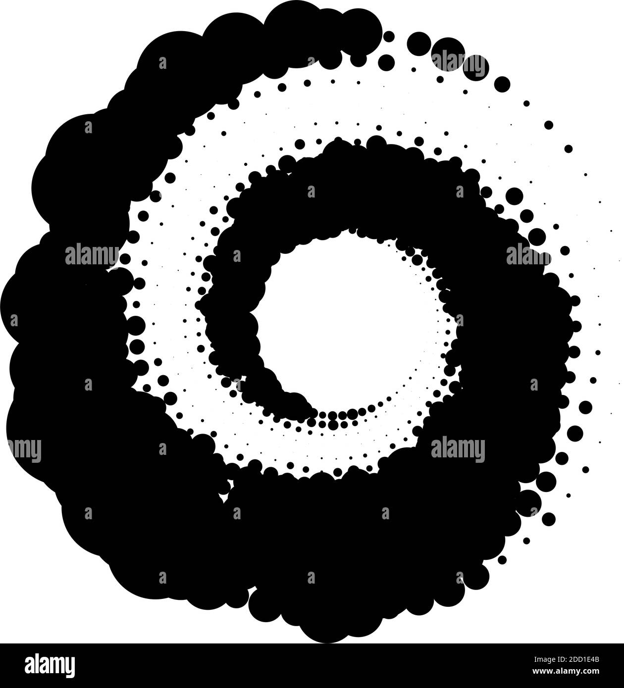 Dots, dotted circular spiral. Swirl, twirl of circles. Stippling ...