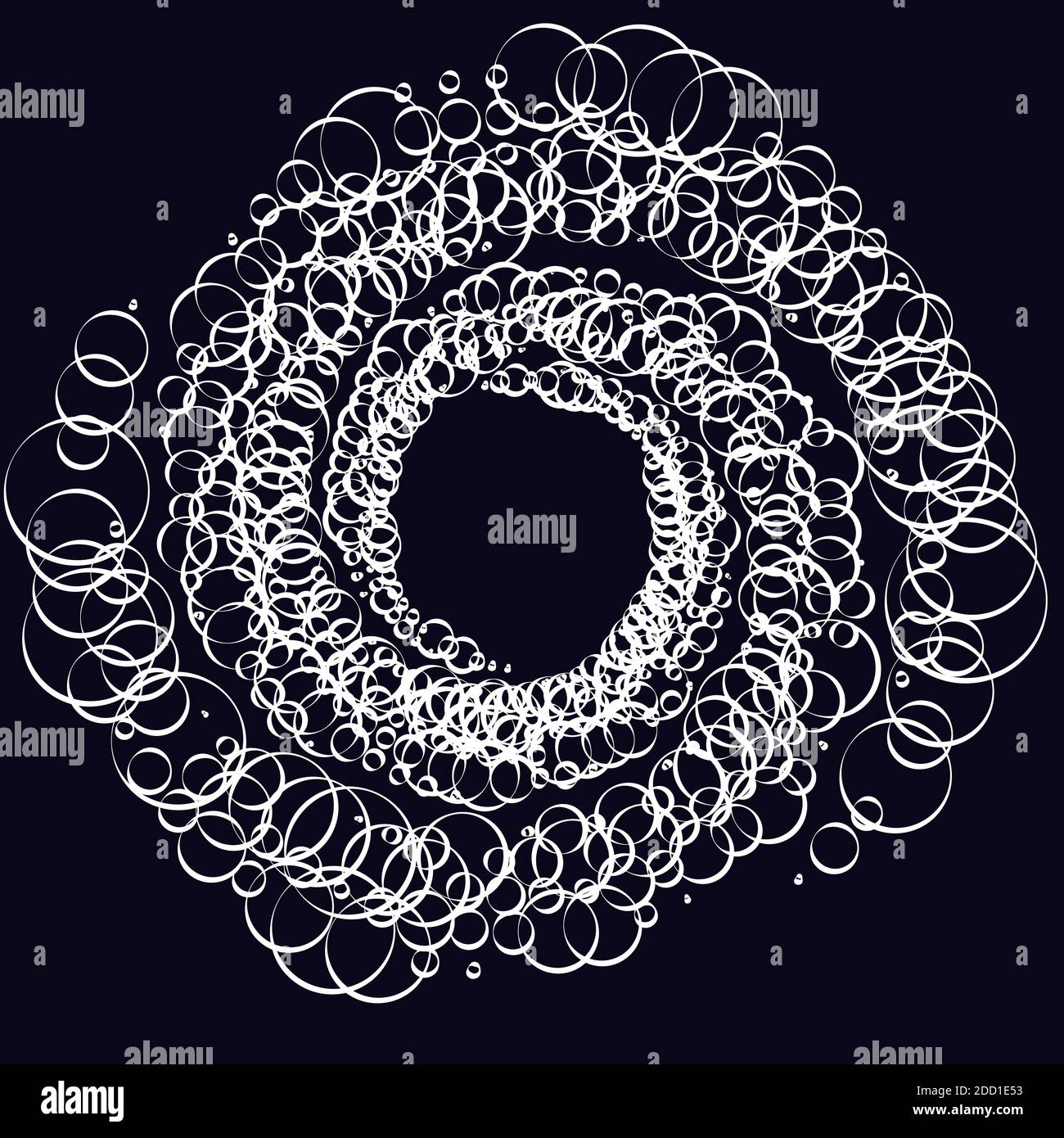 Dots, dotted circular spiral. Swirl, twirl of circles. Stippling ...