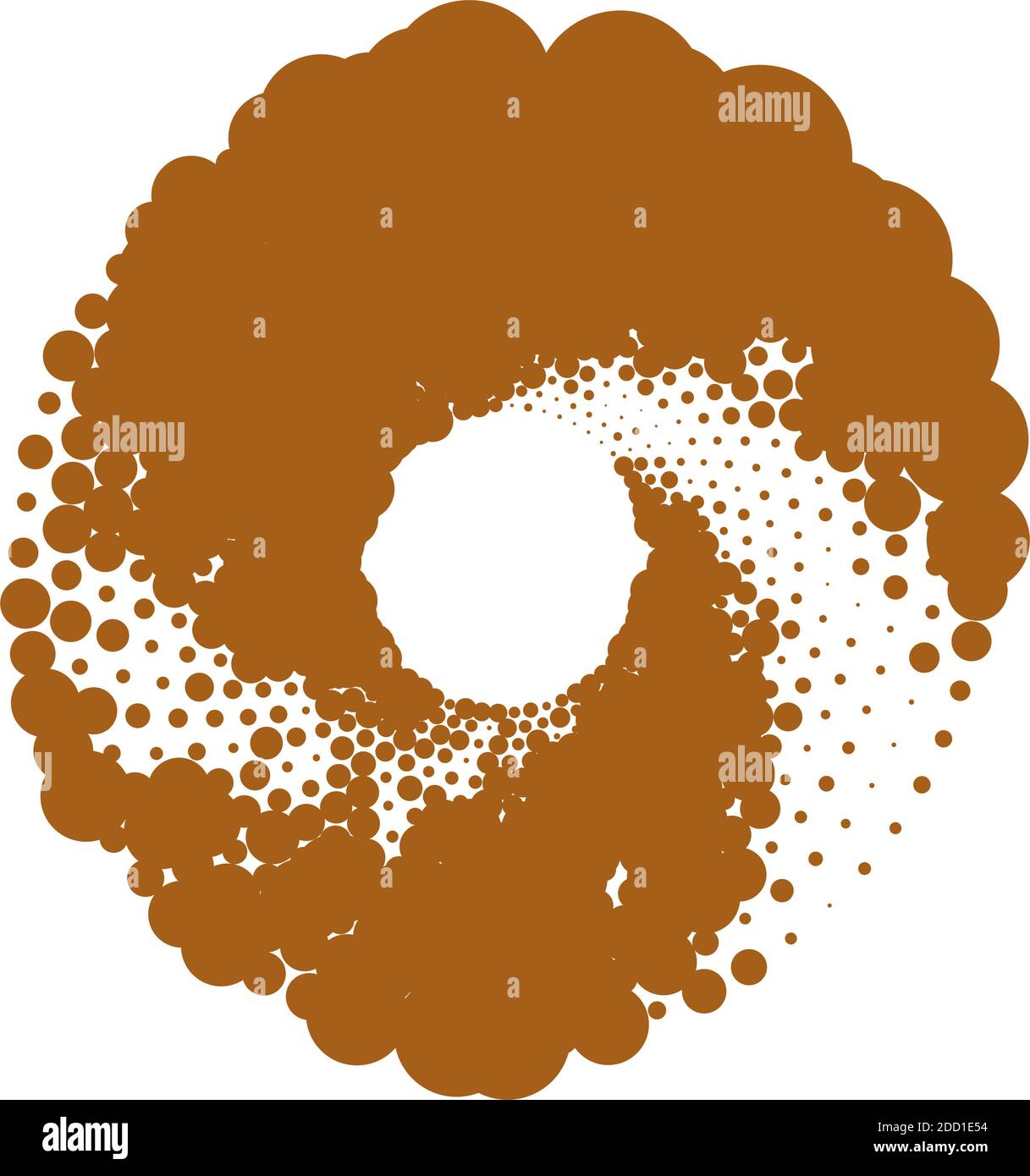 Dots, dotted circular spiral. Swirl, twirl of circles. Stippling ...