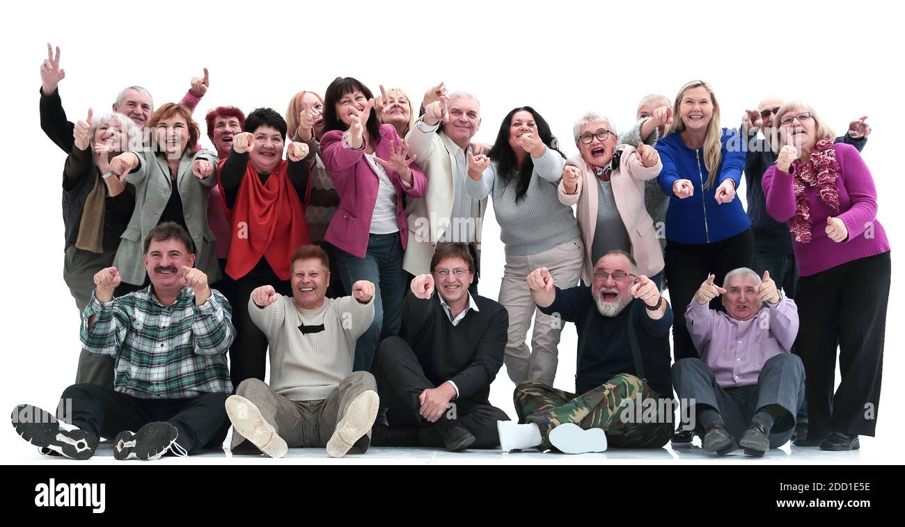 group of happy mature people pointing at you Stock Photo - Alamy