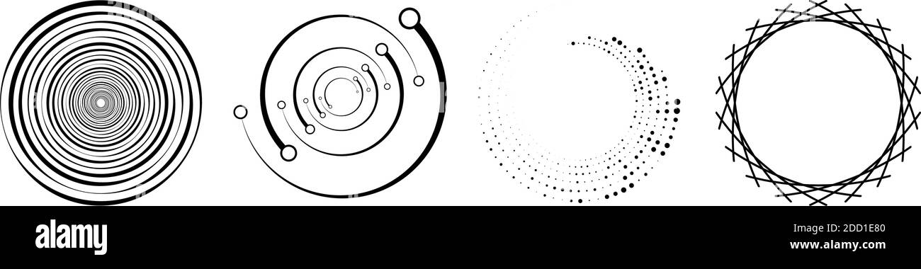Spiral, swirl, twirl element set. Rotating circular shape Vector ...