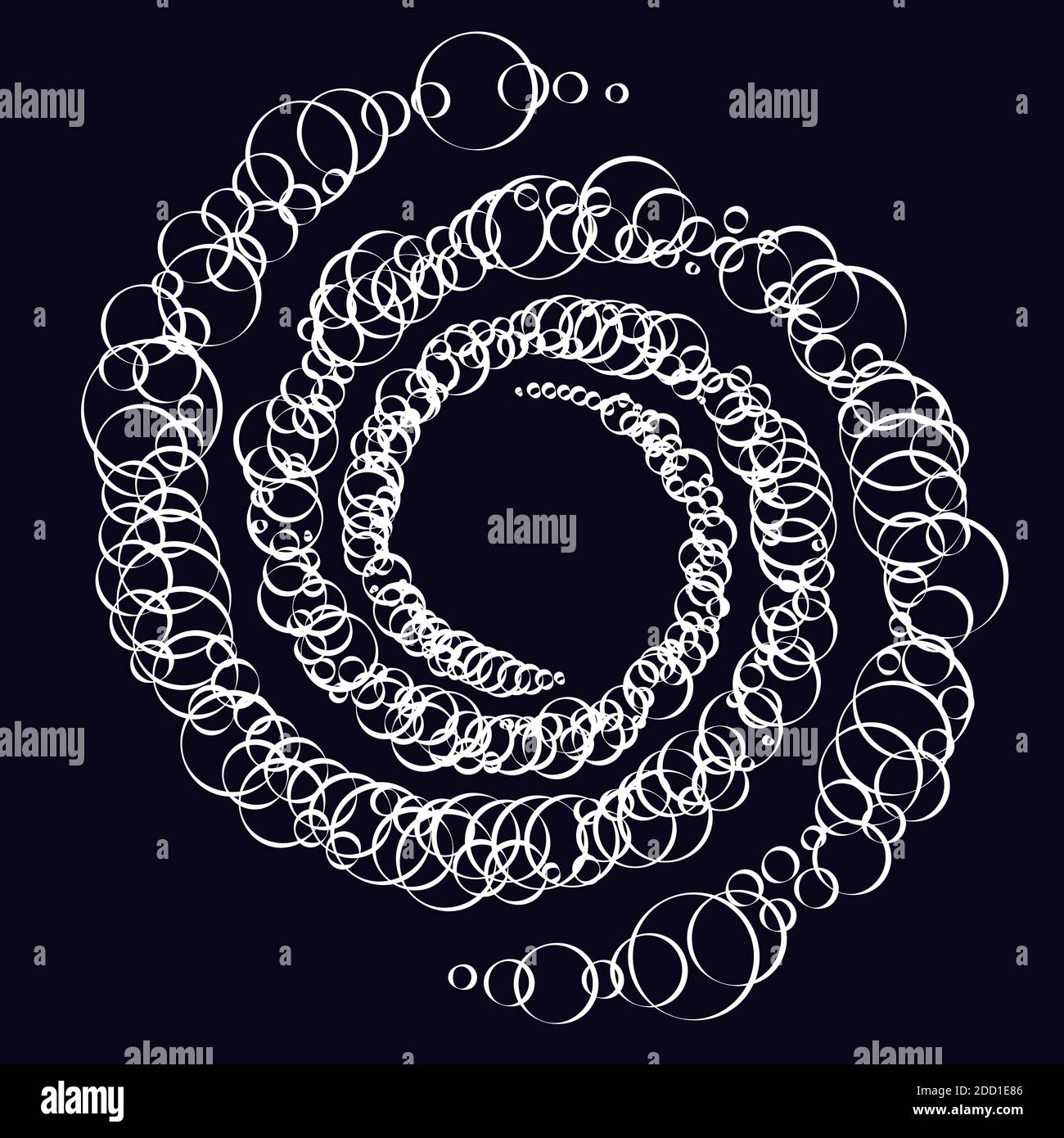 Dots, dotted circular spiral. Swirl, twirl of circles. Stippling ...