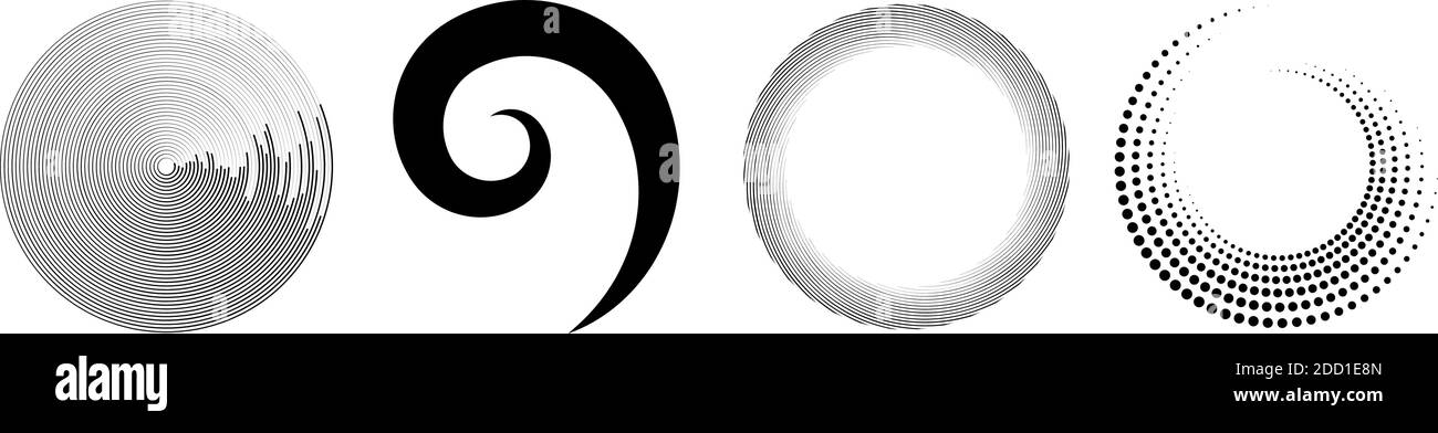 Spiral, swirl, twirl element set. Rotating circular shape Vector ...