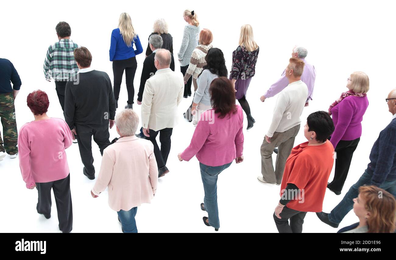 top view. group of confident elderly people striding forward Stock ...