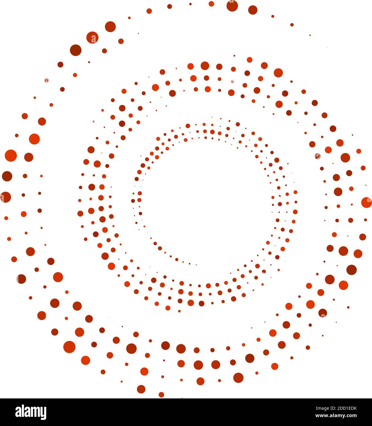 Dots, dotted circular spiral. Swirl, twirl of circles. Stippling ...