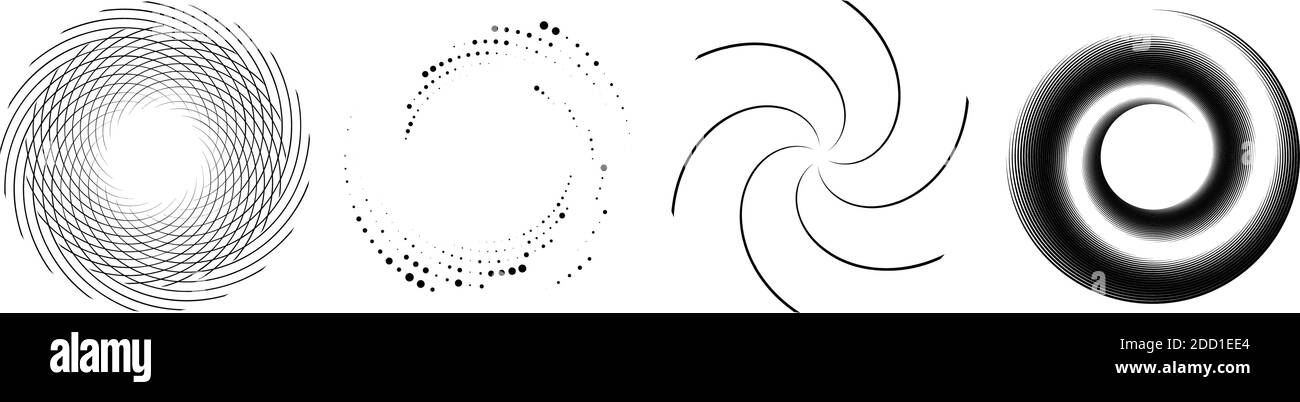 Spiral, swirl, twirl element set. Rotating circular shape Vector ...