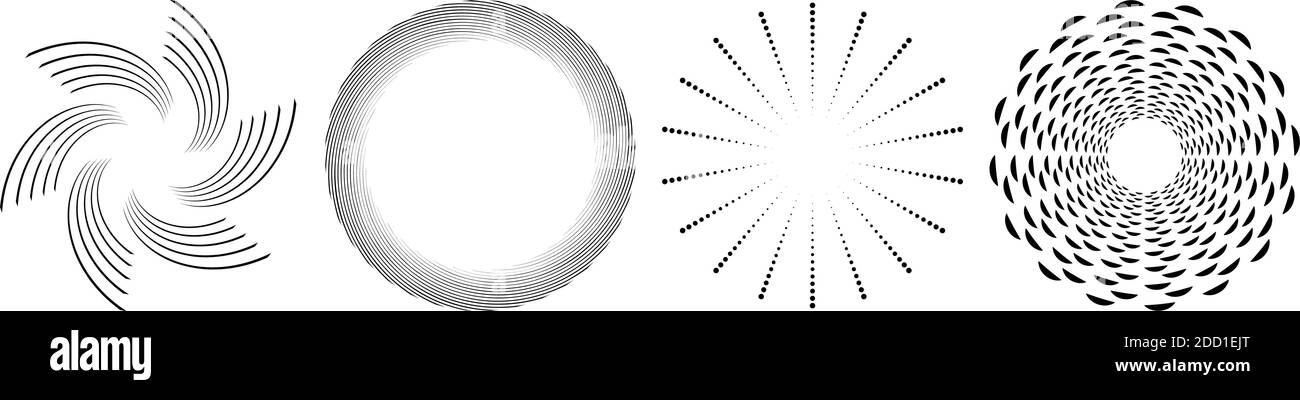 Spiral, swirl, twirl element set. Rotating circular shape Vector ...