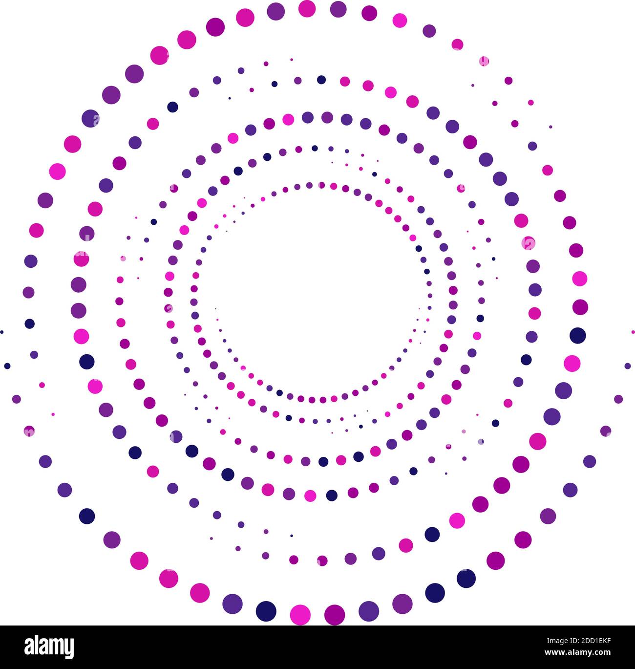 Dots, dotted circular spiral. Swirl, twirl of circles. Stippling ...