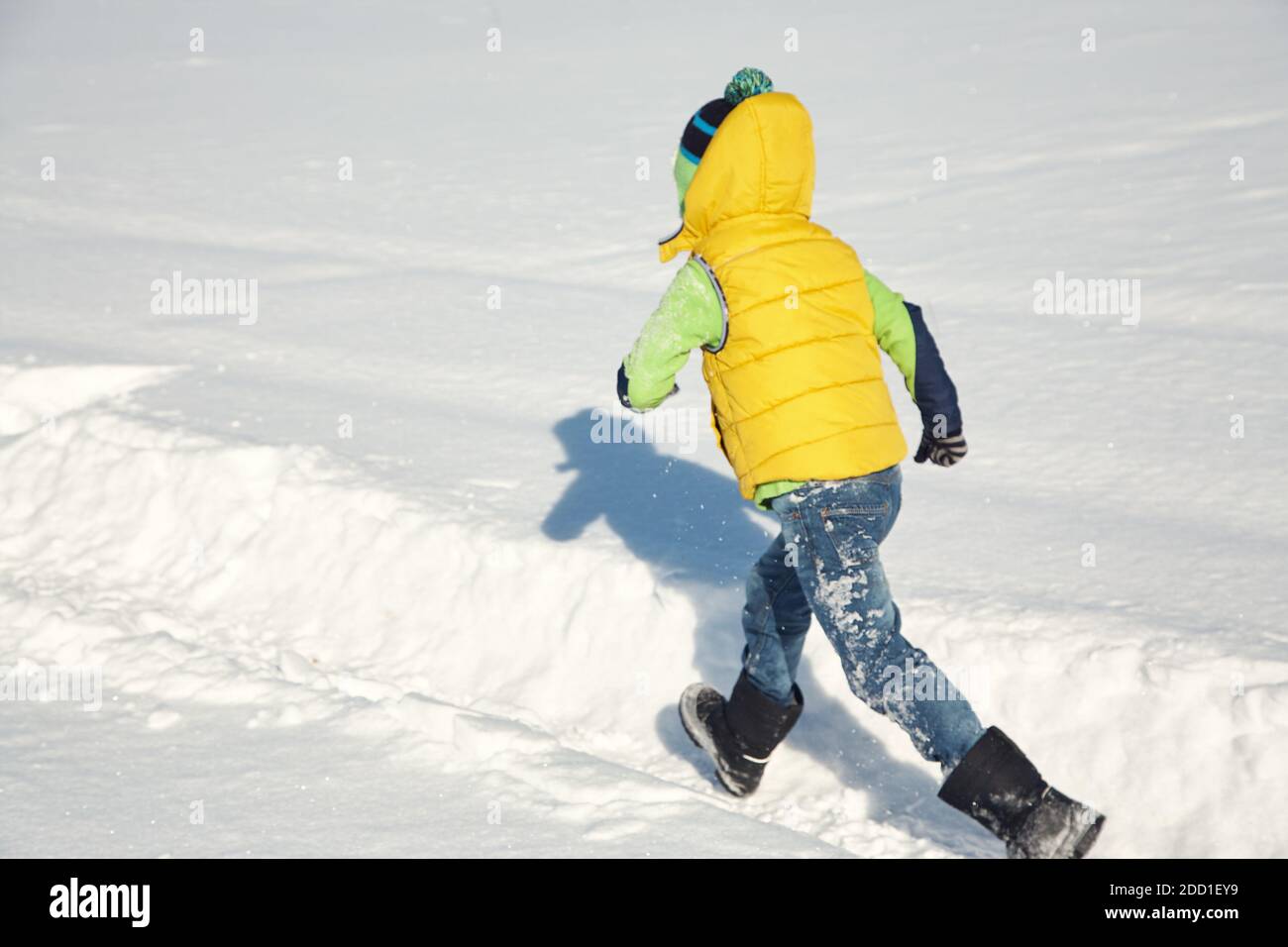 walking active little boy. child on a walk in the winter Stock Photo ...