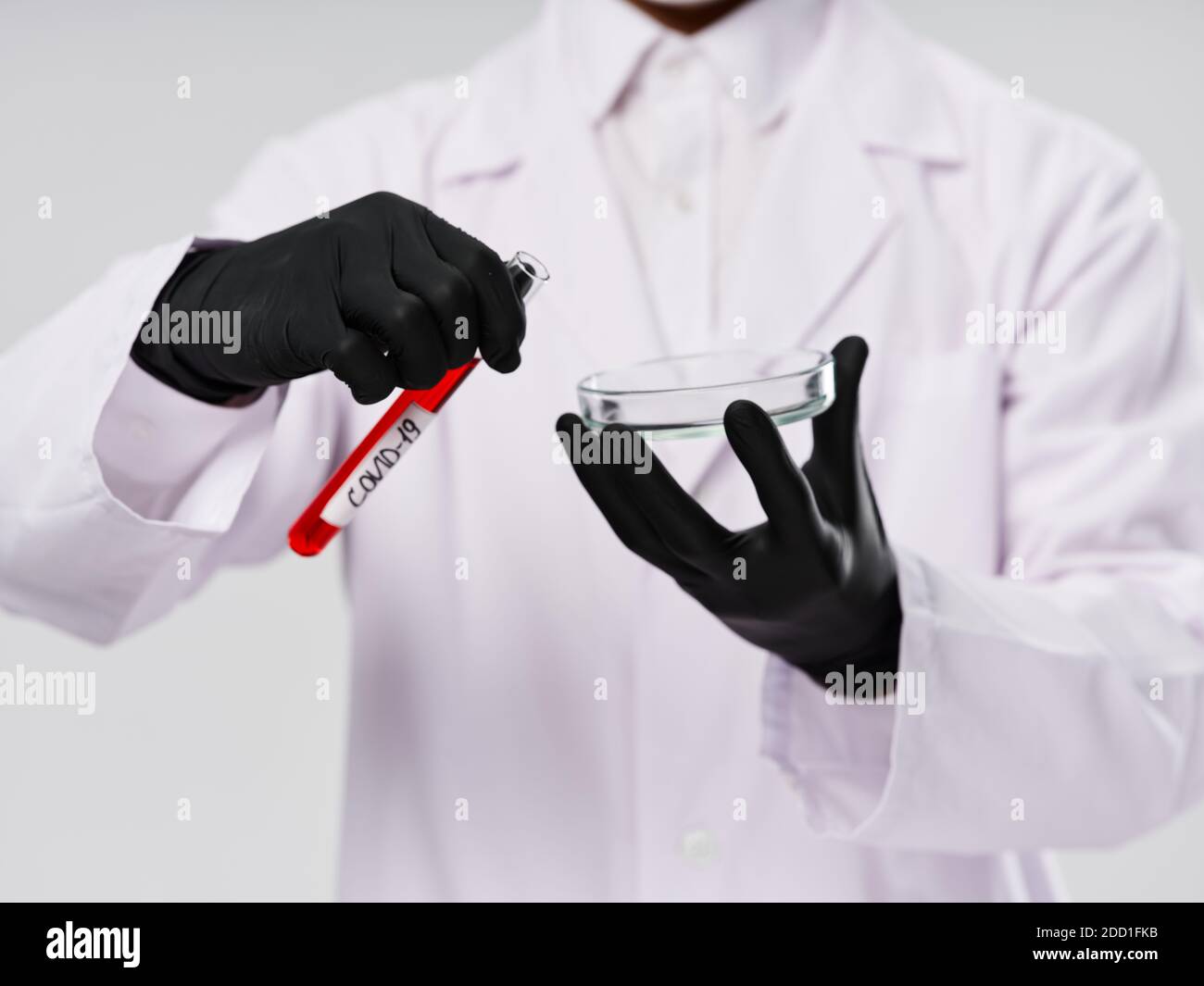 Blood test black gloves analyzes laboratory treatment Stock Photo - Alamy