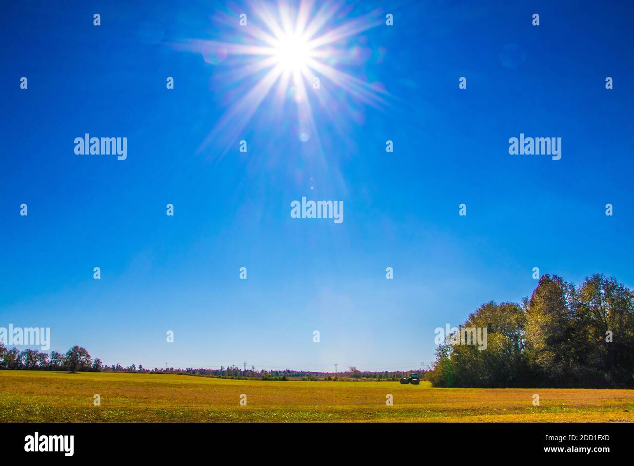 Sun shining on Farm land in the south during the Fall Stock Photo - Alamy