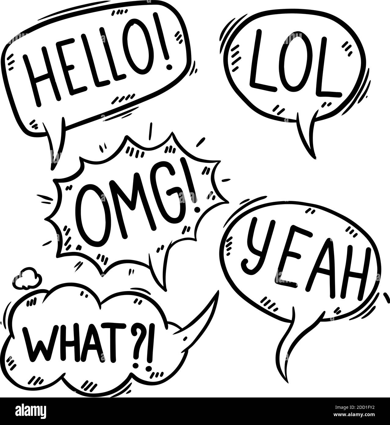 Illustration bubble word hello Black and White Stock Photos & Images ...