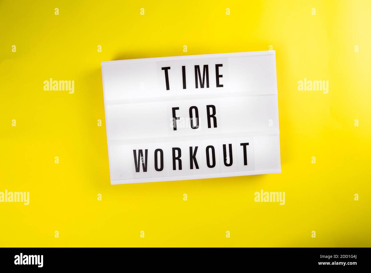 Time For Workout text on lightbox on yellow background isolated Stock ...
