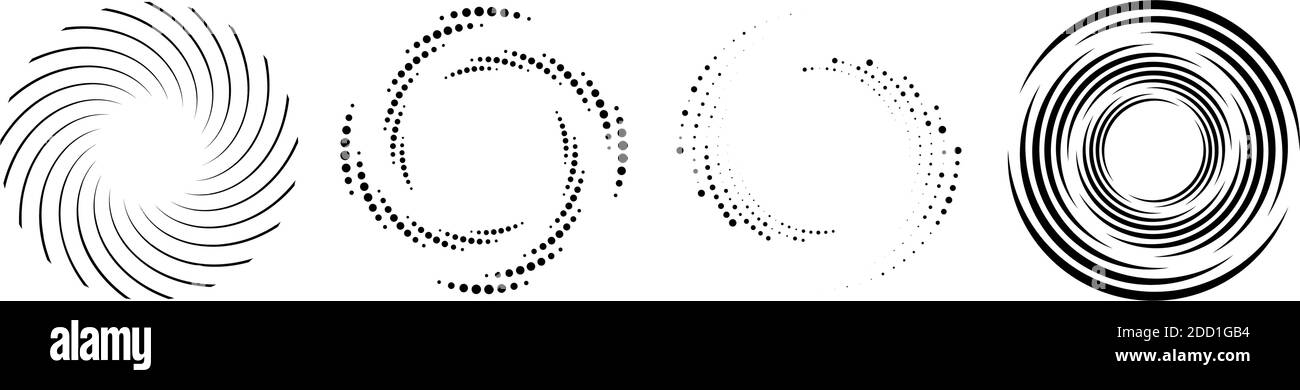 Spiral, swirl, twirl element set. Rotating circular shape Vector ...