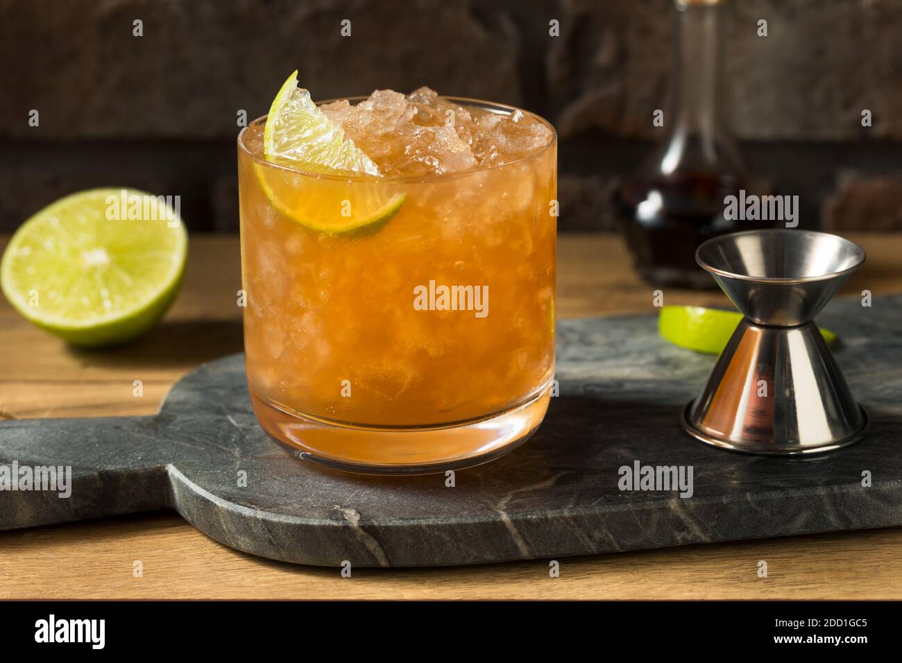 Boozy Refreshing Corn and Oil Rum Cocktail with Lime Stock Photo - Alamy