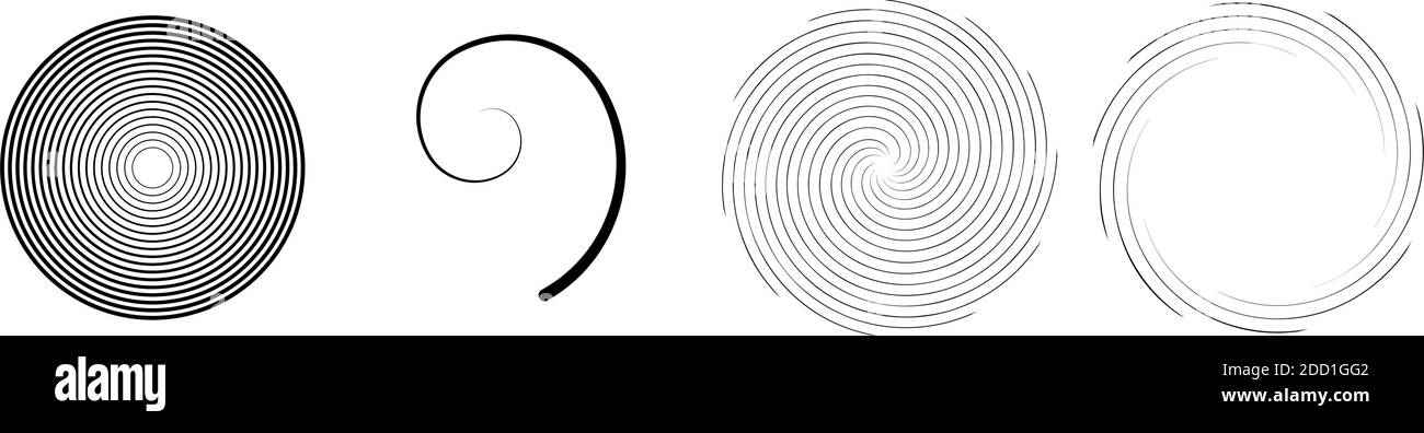 Spiral, swirl, twirl element set. Rotating circular shape Vector ...